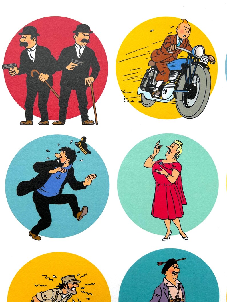 Tintin - Lithography Characters of Tintin - Print Seriegraphy - 33 X ...