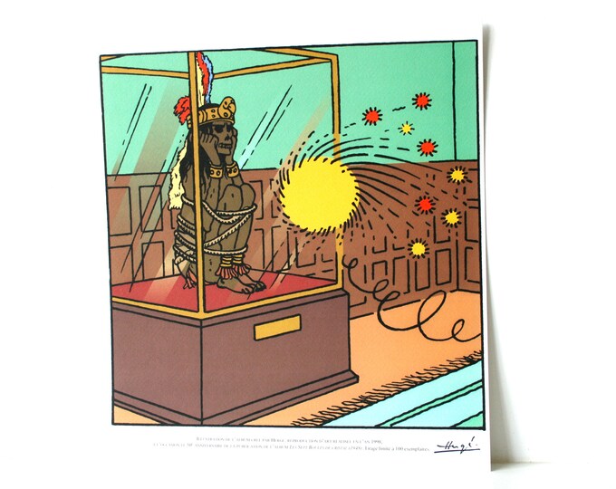 Tintin Lithograph Tintin and the 7 Crystal Balls rascar Capac 33 X 37cm ...