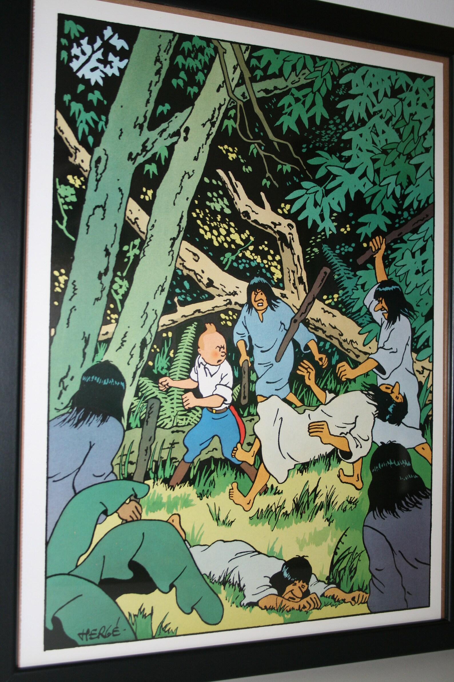 Poster "tintin, Snowy and the Fight" (original/authentic - 1986 ...