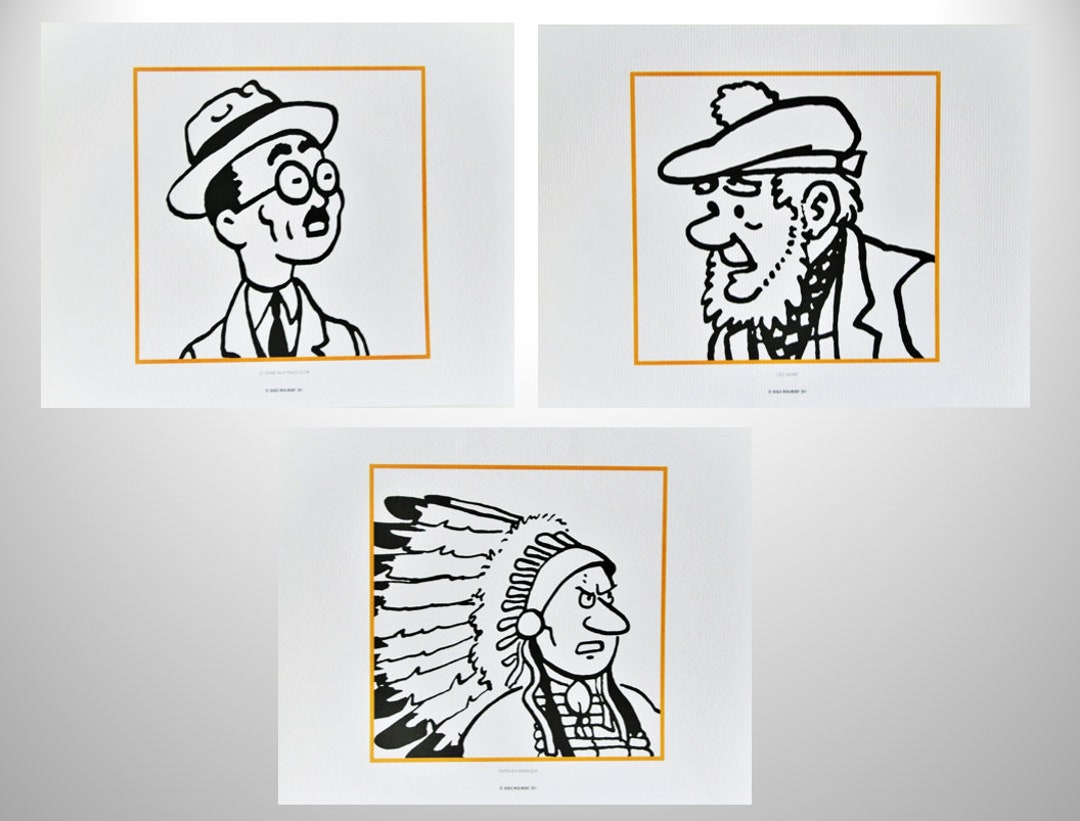 Tintin Ex-libris Screen Print 3x Print 'men From Tintin Comic Strips ...