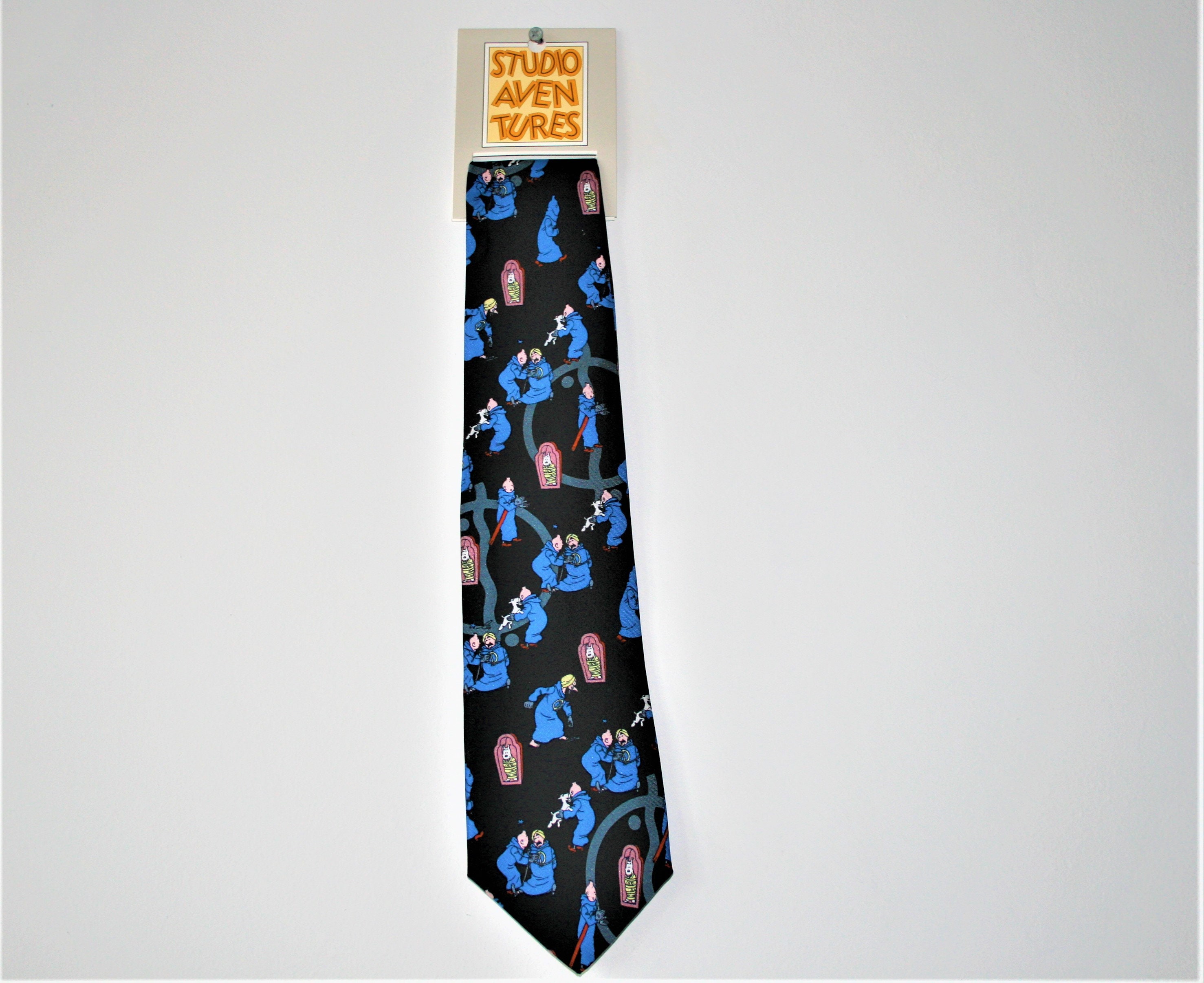 Tie Tintin - "the Cigars of the Pharaoh" - Black - 100% Silk - Studio ...