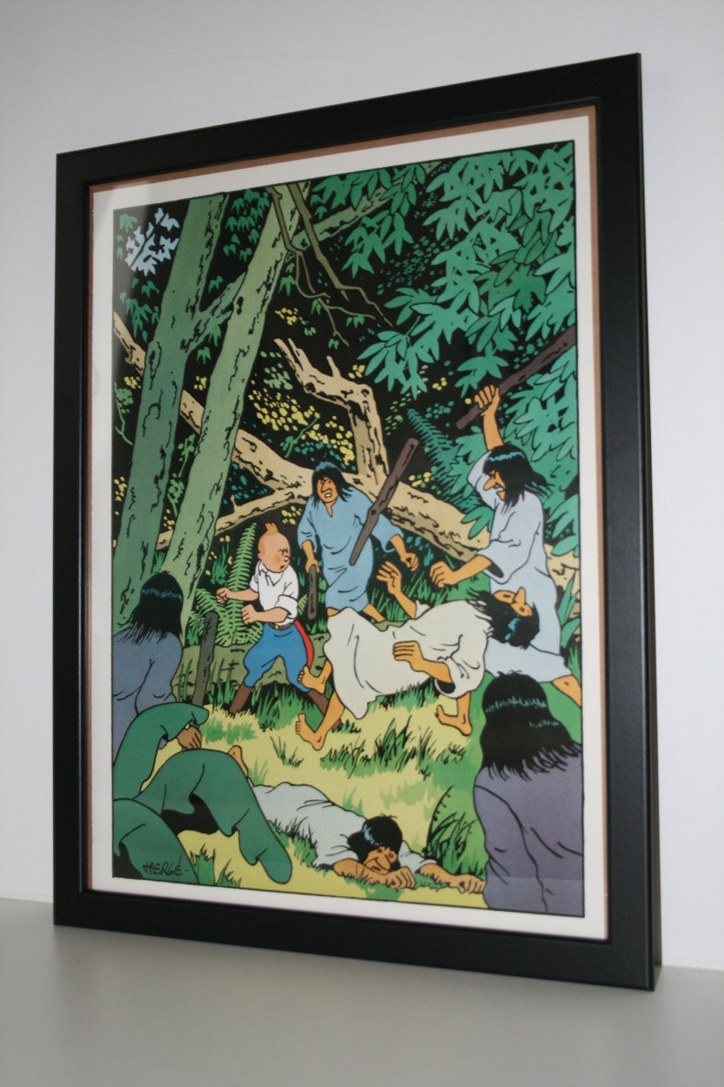Poster "tintin, Snowy and the Fight" (original/authentic - 1986 ...