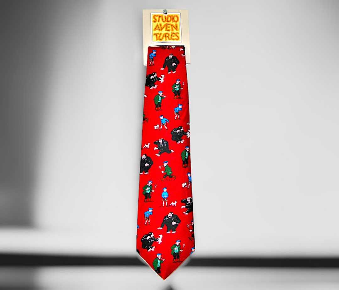 Tie Tintin the Black Island Red 100% Silk Studio Adventures Mint ...