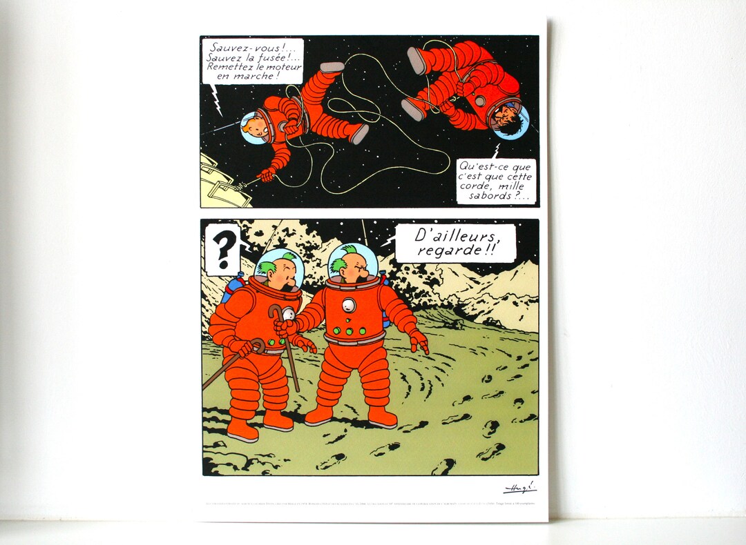 Tintin - Lithography Explorers on the Moon (tintin and Captain Haddock ...