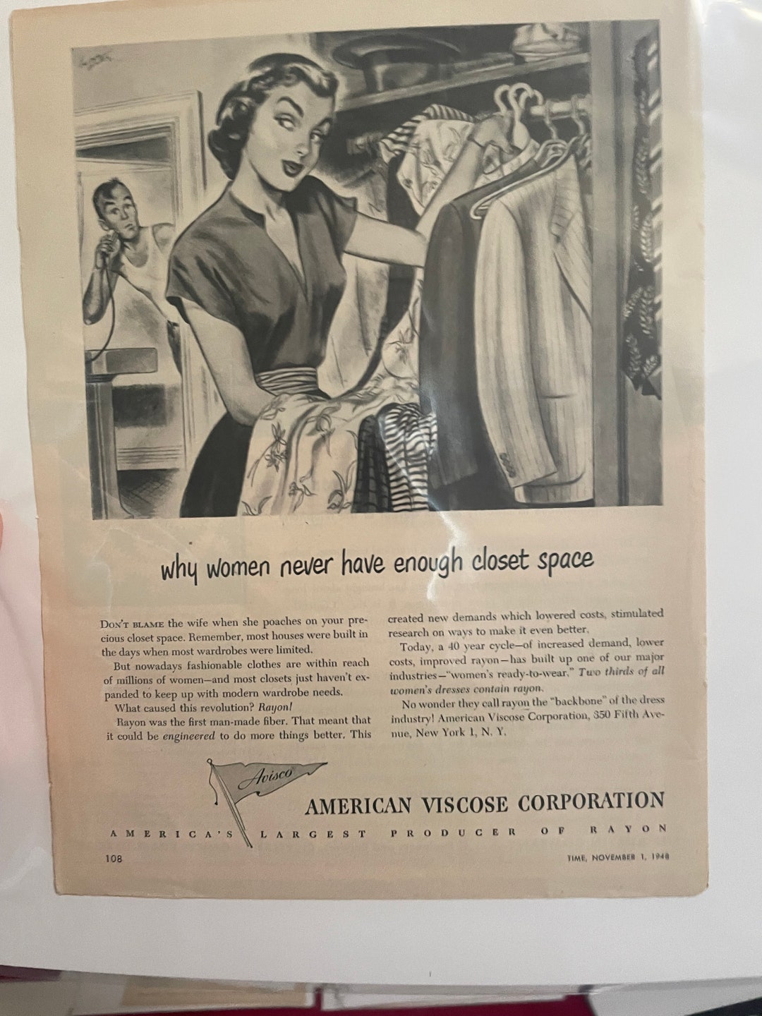 1948 Time Magazine American Viscose Corporation Ad - Etsy