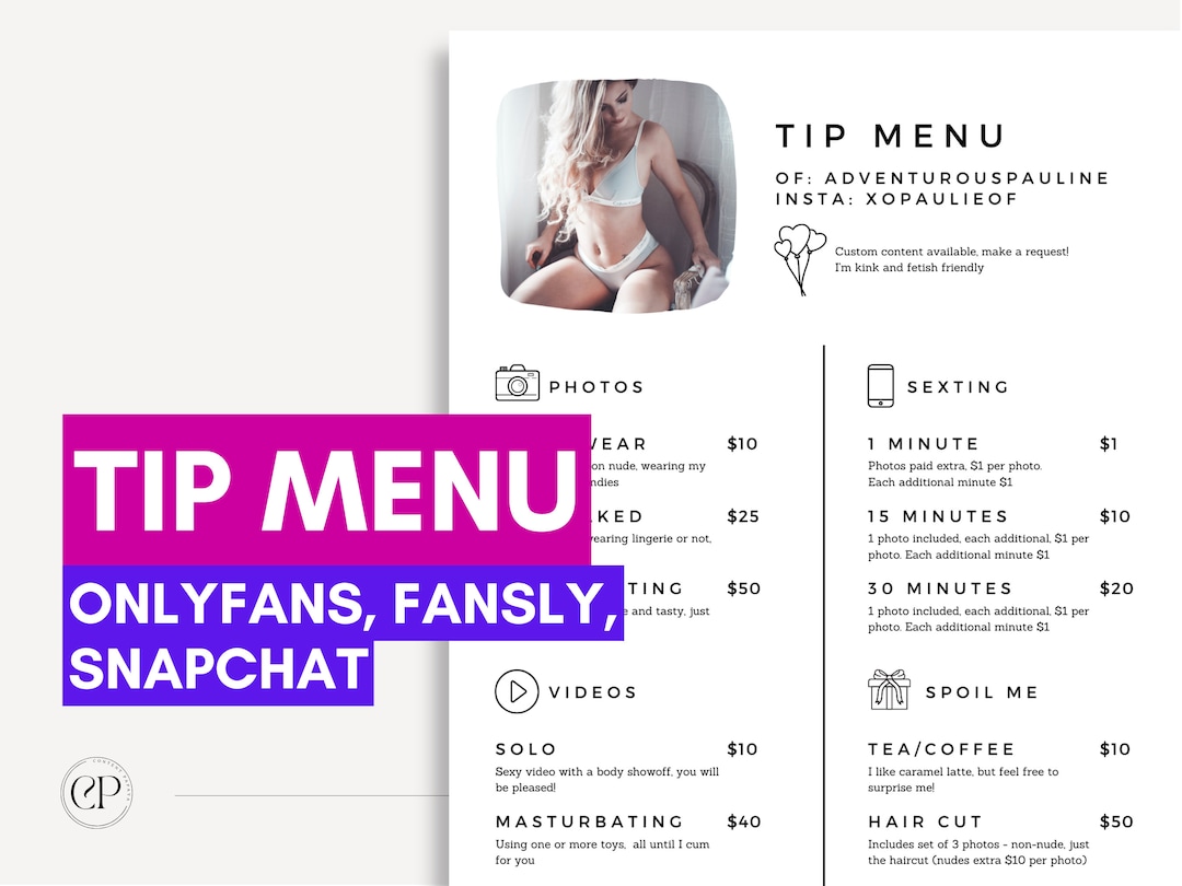 Tip Menu Onlyfans | Only Fans Menu, Creator Menu Template, OF Editable ...