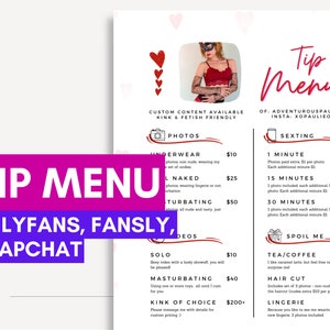 Editable Onlyfans Tip Menu | Only Fans Menu, Creator Menu Template, OF ...