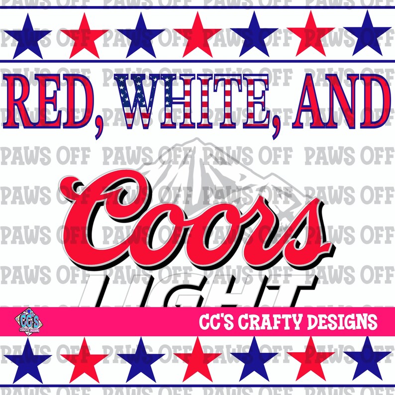 Red White and Coors Light PNG | Patriotic Beer Flag Sublimation Design ...