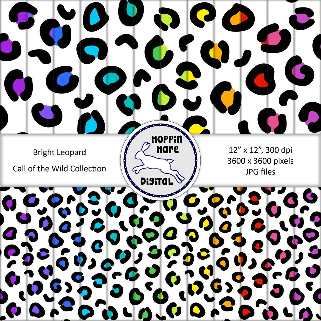 Rainbow Leopard Print Digital Paper: Seamless Animal Patterns (JPG ...