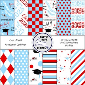 Graduation Digital Paper Pack - Scrapbooking Papers - Class of 2025 ...