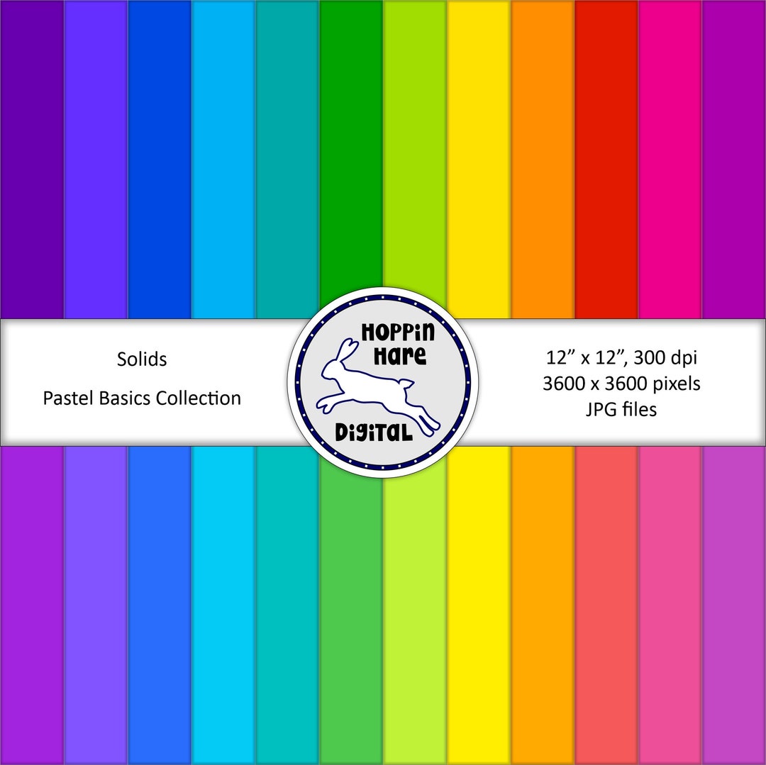Bright Solids Digital Paper Pack - Solid Papers - Bright Rainbow Colors ...