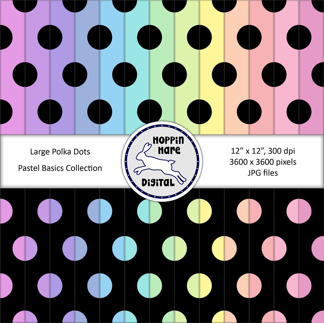 Digital Paper Pack Large Polka Dots Spots Circles Seamless Pattern ...