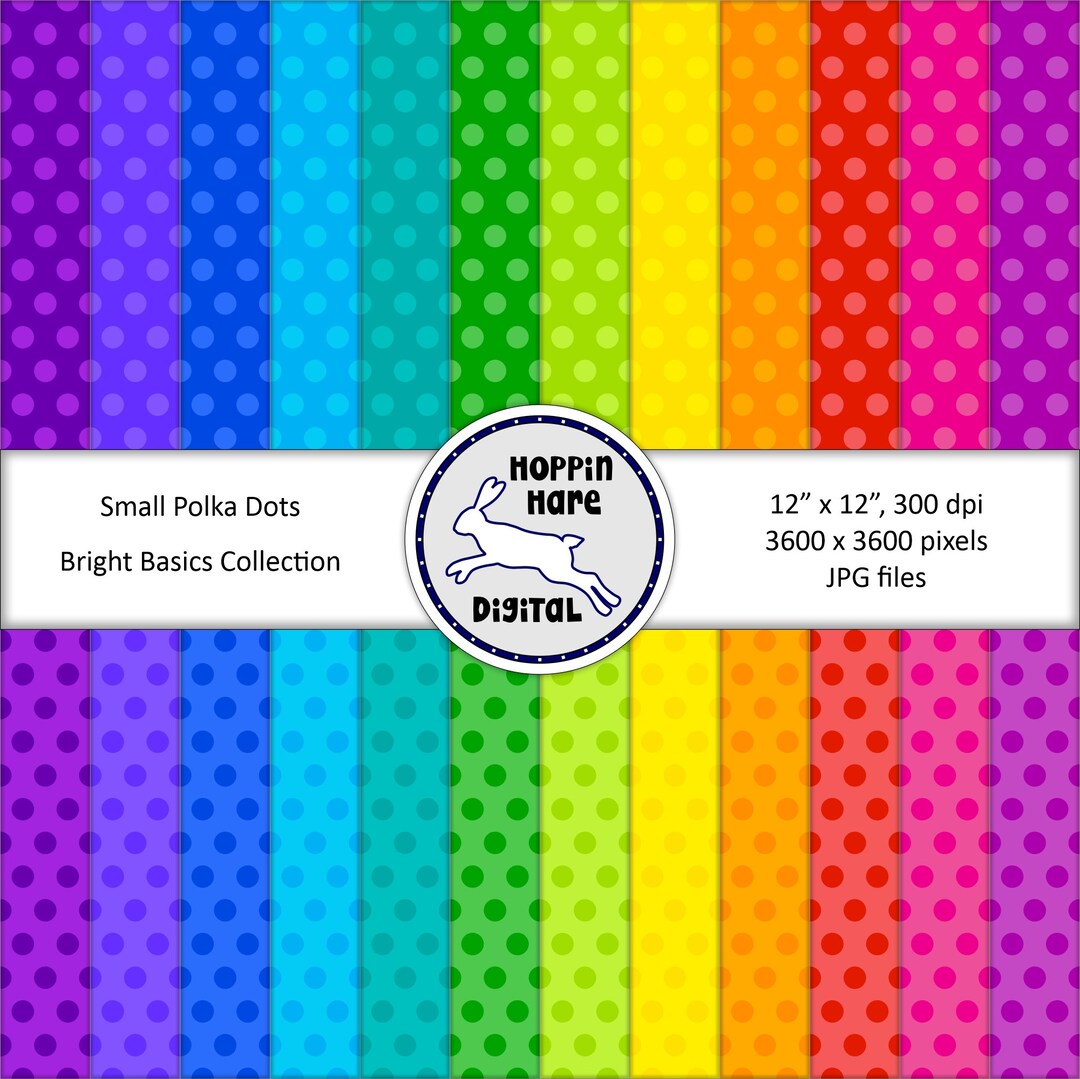 Digital Paper Pack - Small Polka Dots - Spots Circles - Seamless ...