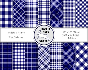 Plaid Digital Paper Pack - Checks Gingham Tartan Seamless Pattern ...