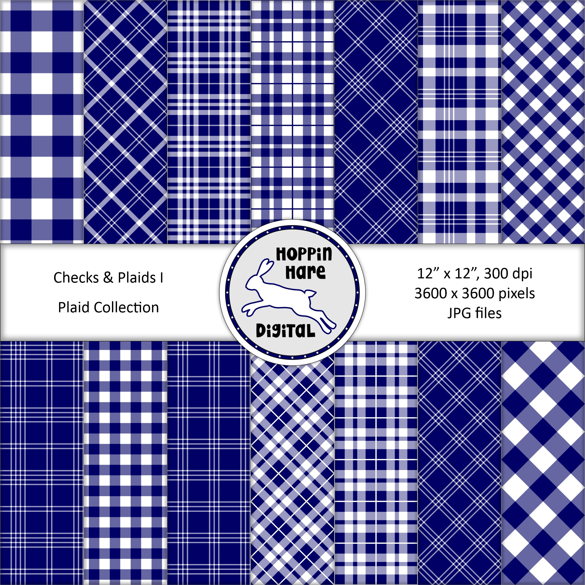 Plaid Digital Paper Pack - Checks Gingham Tartan Seamless Pattern ...