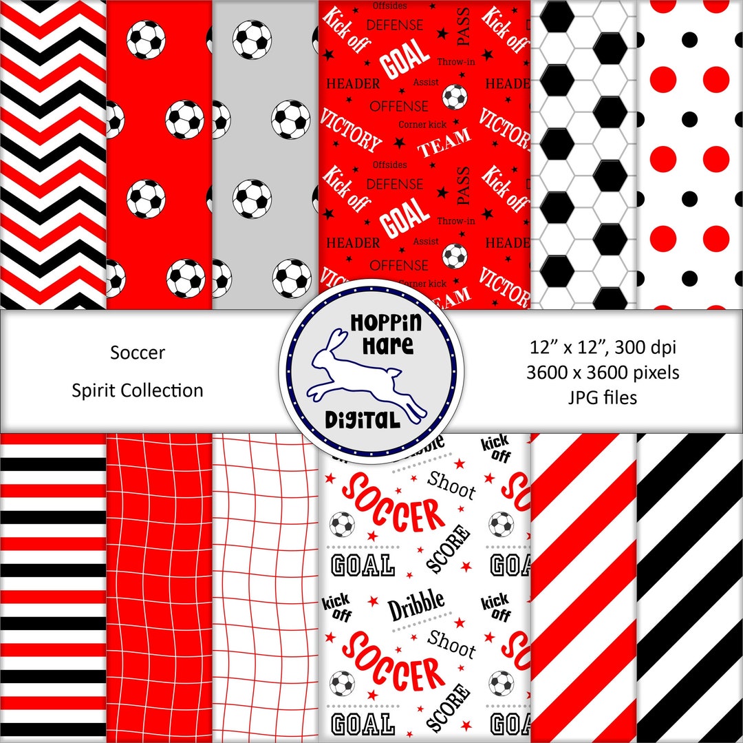 Soccer Digital Paper Pack - Soccer Scrapbooking Papers - Seamless ...