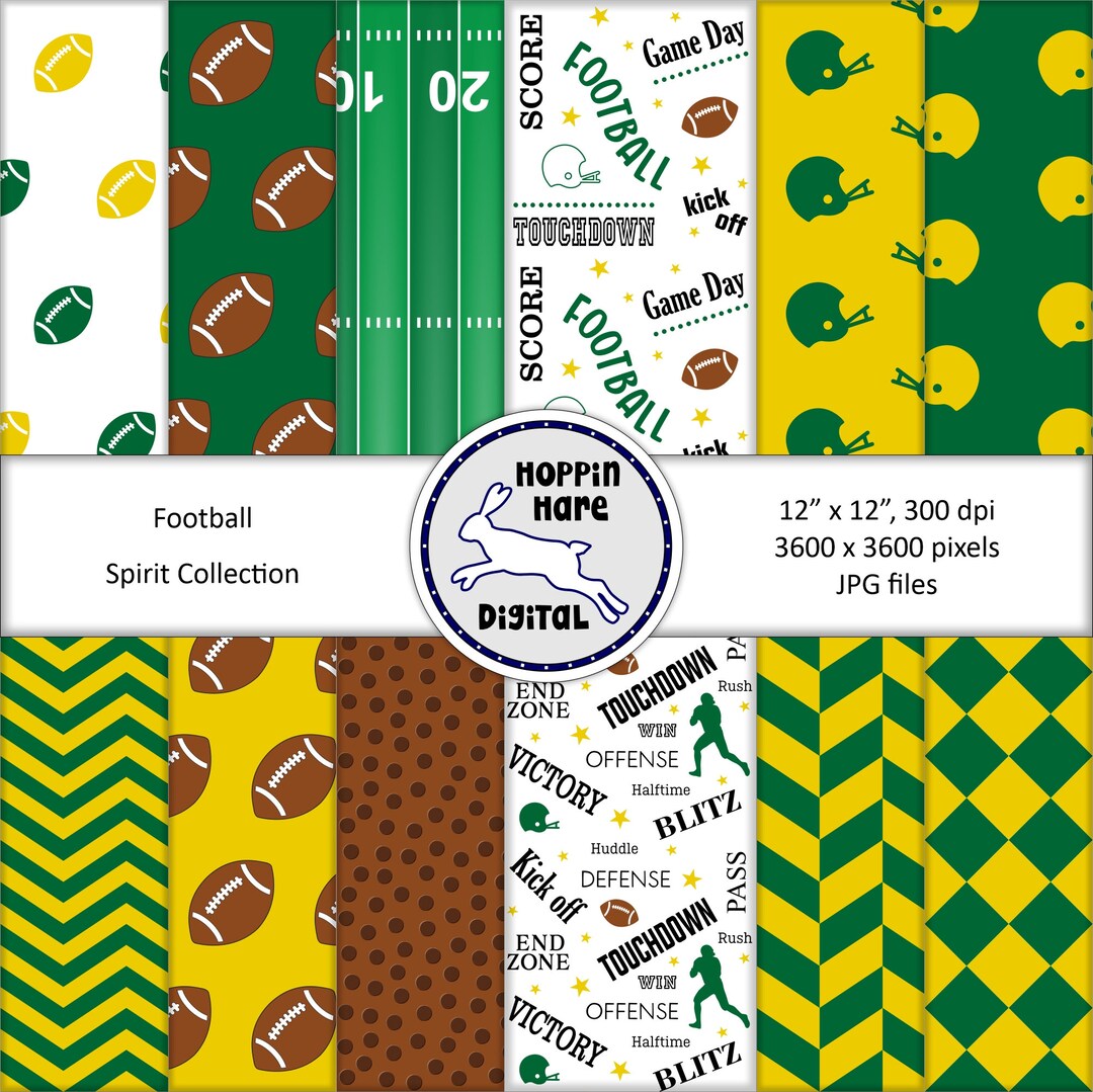 Football Digital Paper Pack - Scrapbooking Papers - Seamless Patterns ...