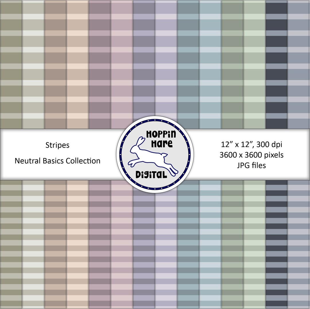 Digital Paper Pack - Stripes - Seamless Pattern Papers - Neutral Colors ...