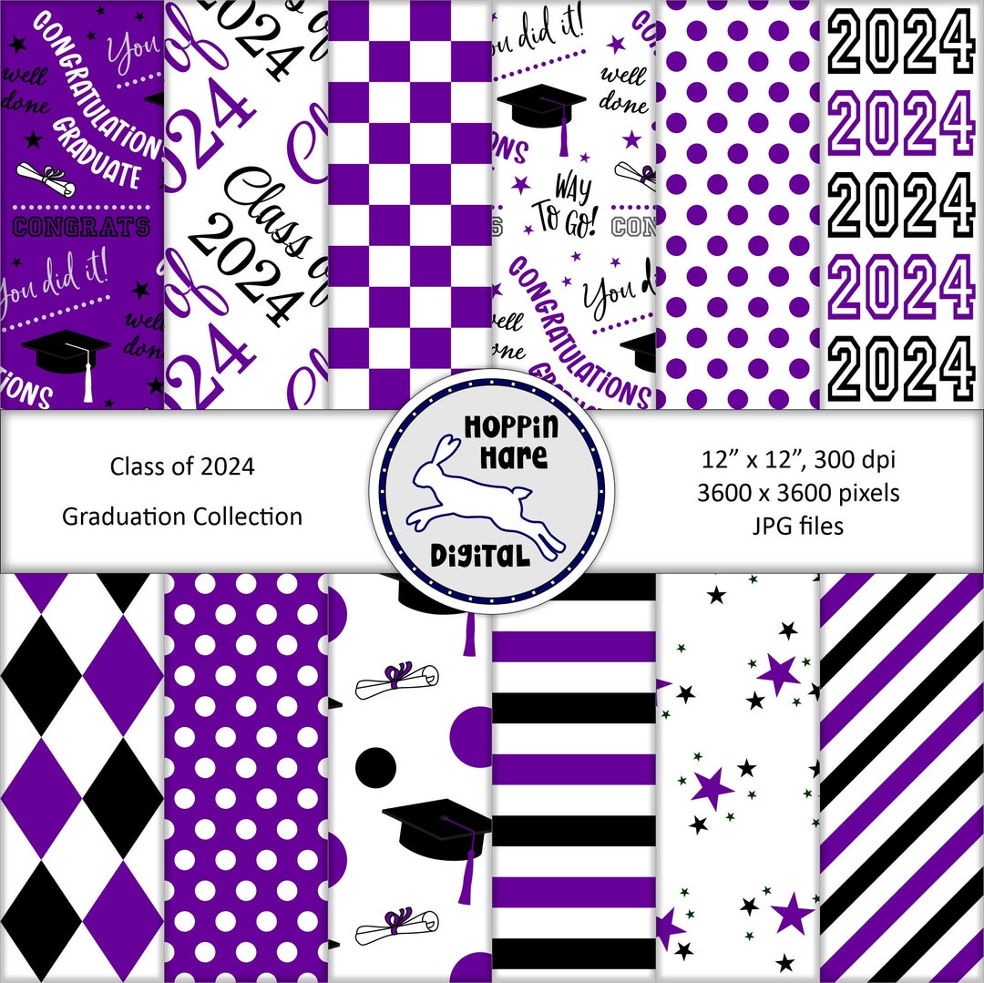 Graduation Digital Paper Pack Scrapbooking Papers Class of 2024 ...