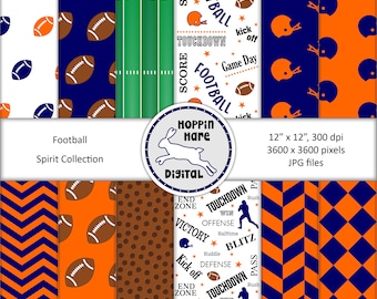 Football Digital Paper Pack Scrapbooking Papers Seamless Patterns ...