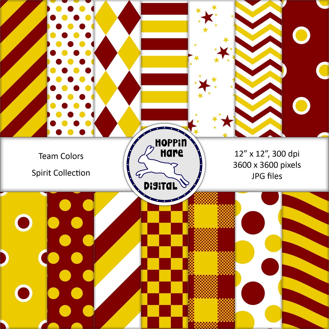 Team Spirit Digital Paper Pack - School Colors Scrapbooking Papers ...