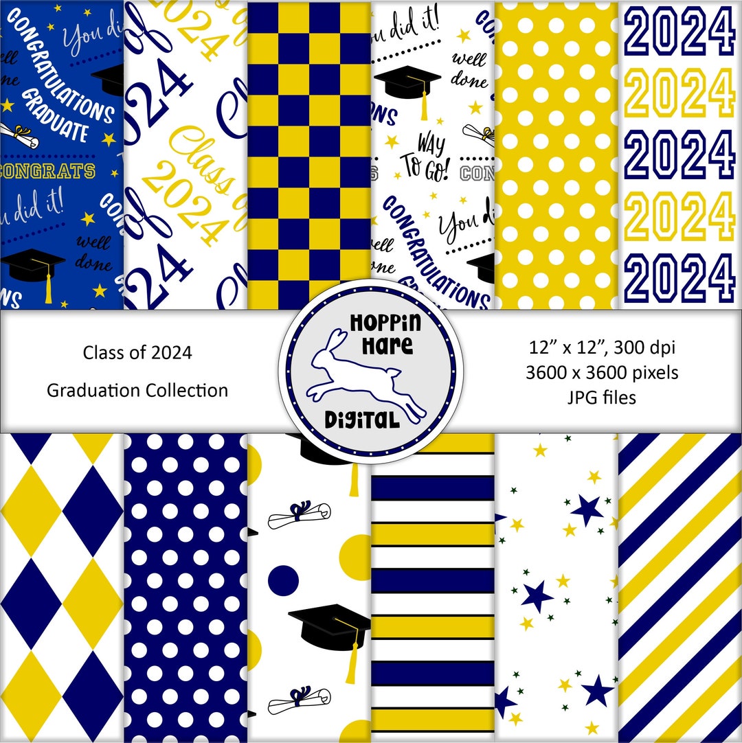 Graduation Digital Paper Pack Scrapbooking Papers Class of 2024 ...
