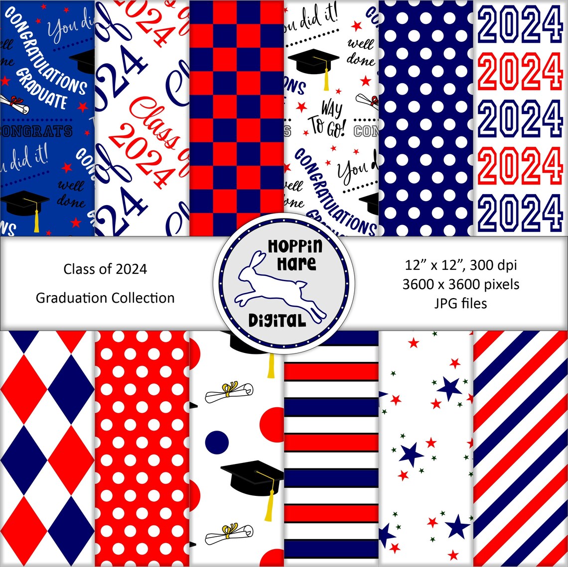 Graduation Digital Paper Pack Scrapbooking Papers Class of 2024 ...