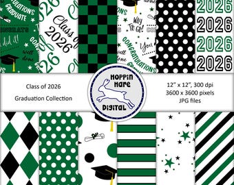Graduation Digital Paper Pack - Scrapbooking Papers - Class of 2026 ...