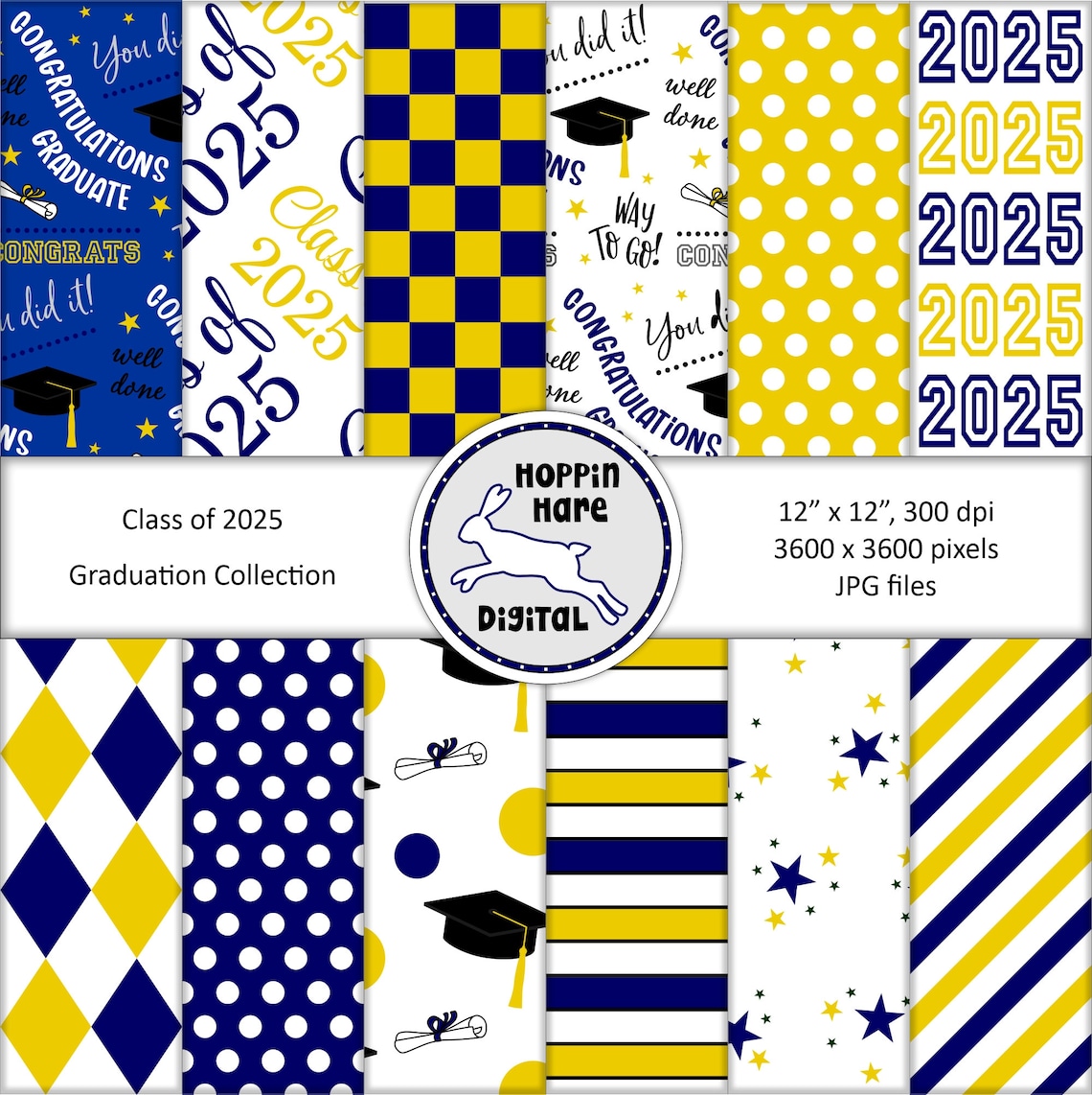 Graduation Digital Paper Pack - Scrapbooking Papers - Class of 2025 ...