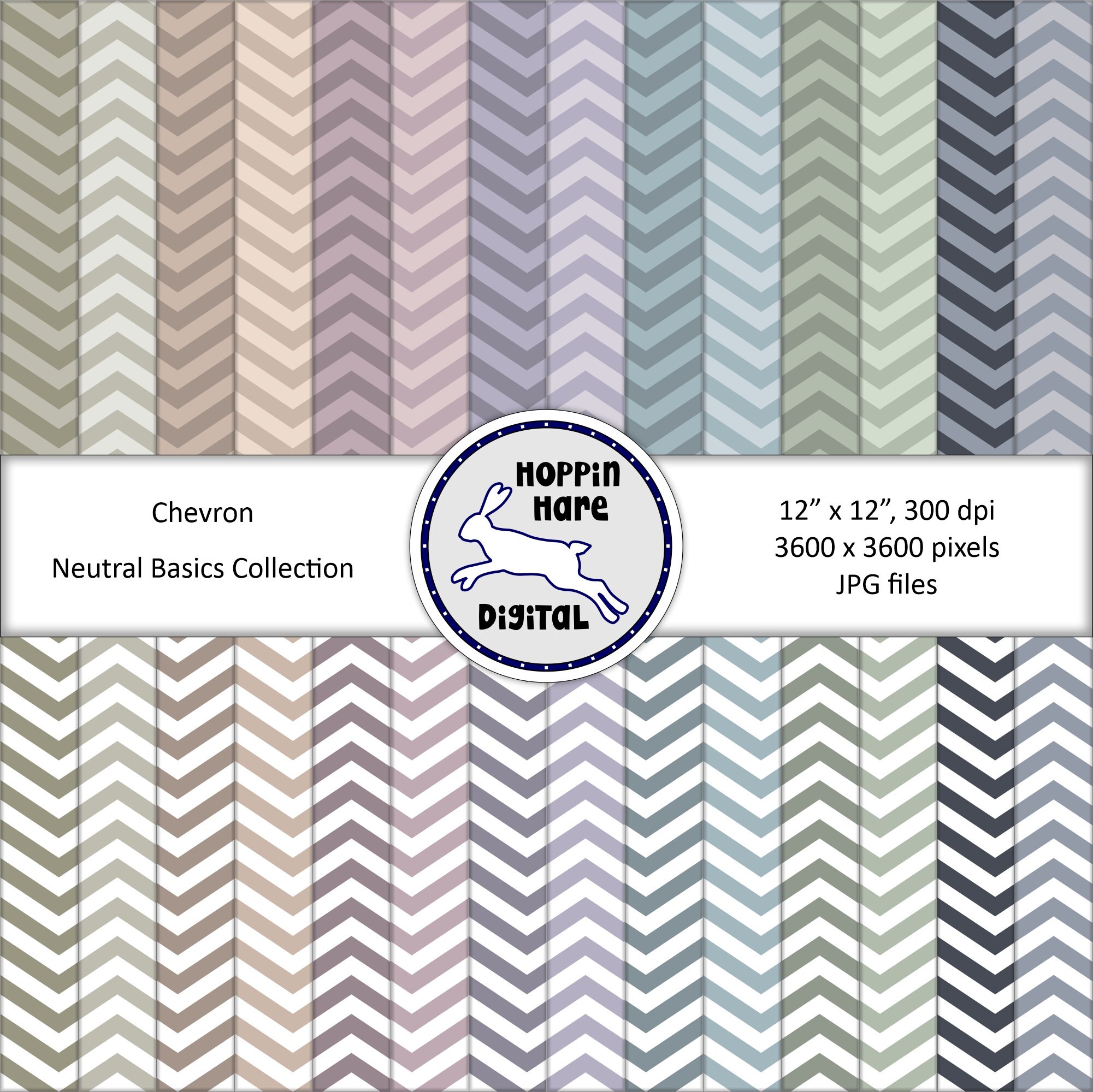 Chevron Digital Paper Pack - Seamless Pattern Papers - Neutral Colors ...