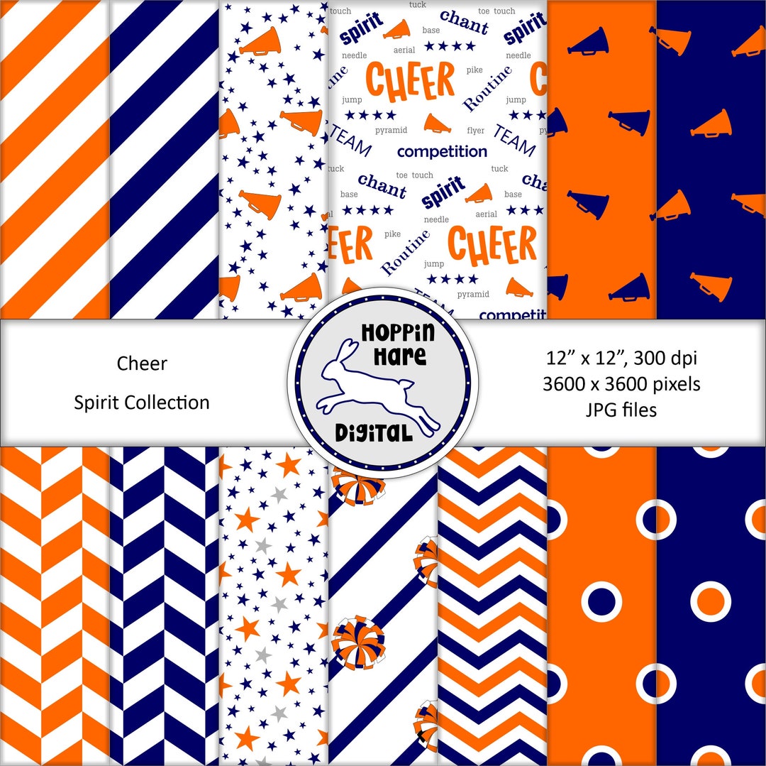 Cheer Digital Paper Pack - Cheerleading Scrapbooking Papers - Seamless ...