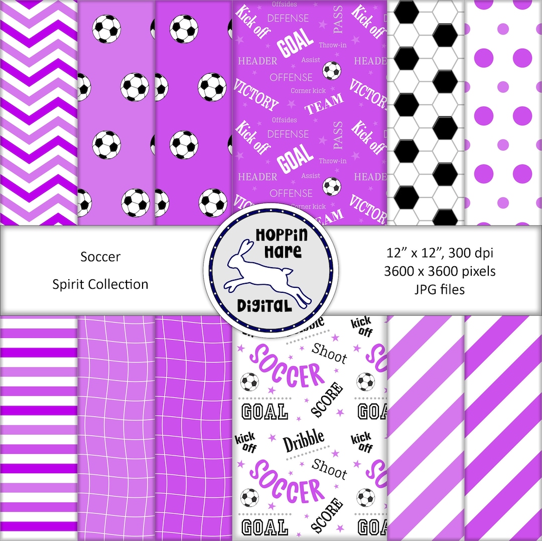 Soccer Digital Paper Pack - Pink Girls Soccer Scrapbooking - Seamless ...