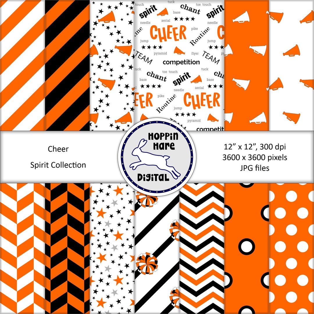Cheer Digital Paper Pack - Cheerleading Scrapbooking Papers - Seamless ...