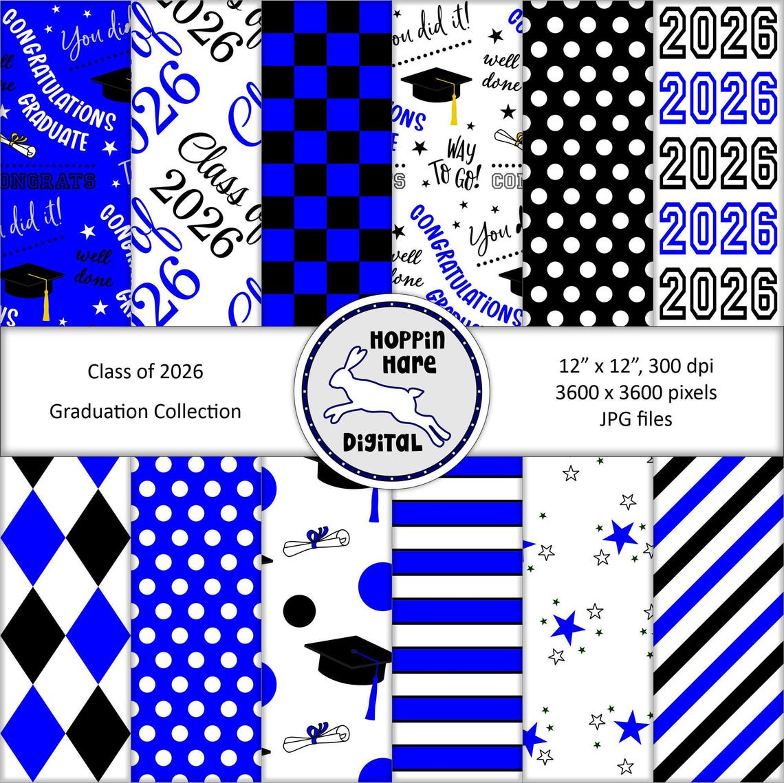 Graduation Digital Paper Pack - Scrapbooking Papers - Class of 2026 ...