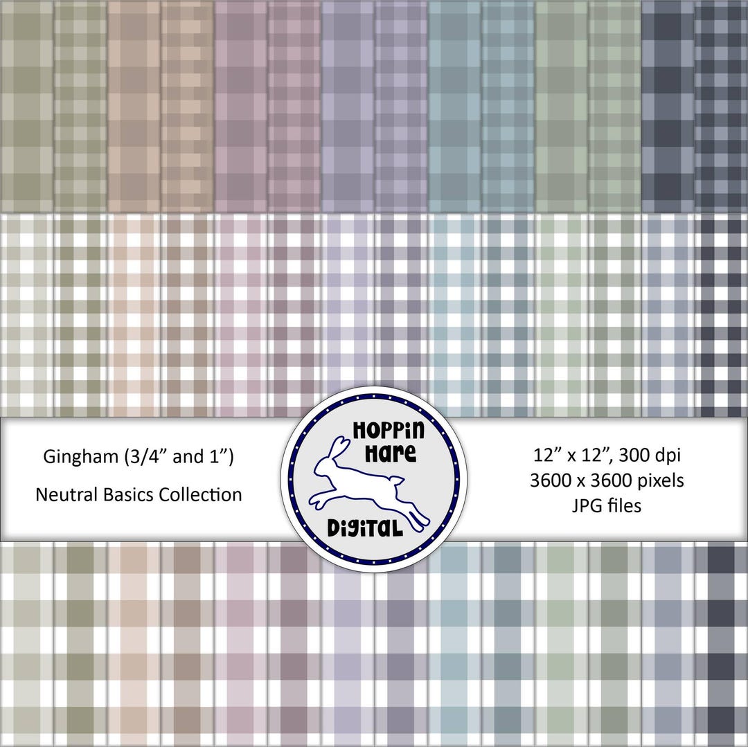 Gingham Digital Paper Pack - Large Gingham Checks - Seamless Pattern ...