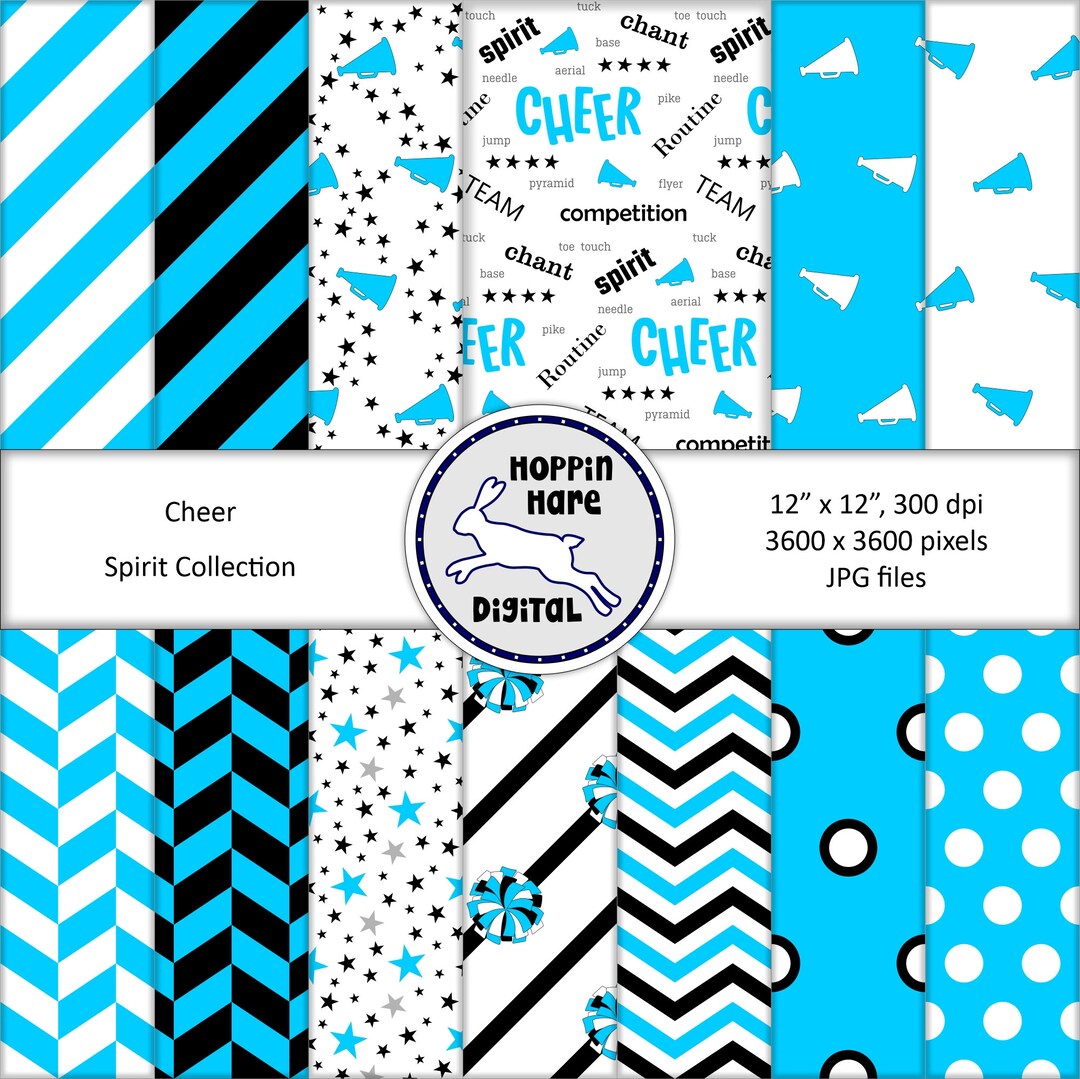 Cheer Digital Paper Pack - Cheerleading Scrapbooking Papers - Seamless ...