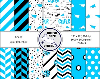 Cheer Digital Paper Pack Cheerleading Scrapbooking Papers Seamless ...