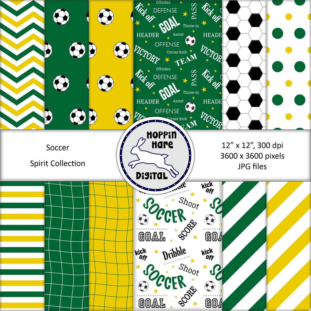 Soccer Digital Paper Pack - Soccer Scrapbooking Papers - Seamless ...