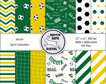 Soccer Digital Paper Pack Soccer Scrapbooking Papers - Etsy
