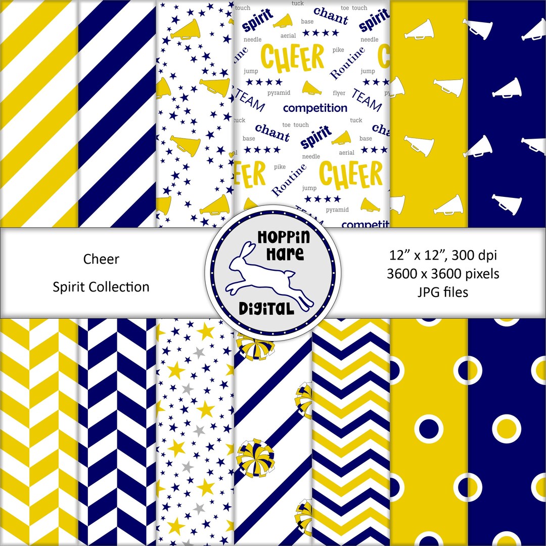 Cheer Digital Paper Pack - Cheerleading Scrapbooking Papers - Seamless ...
