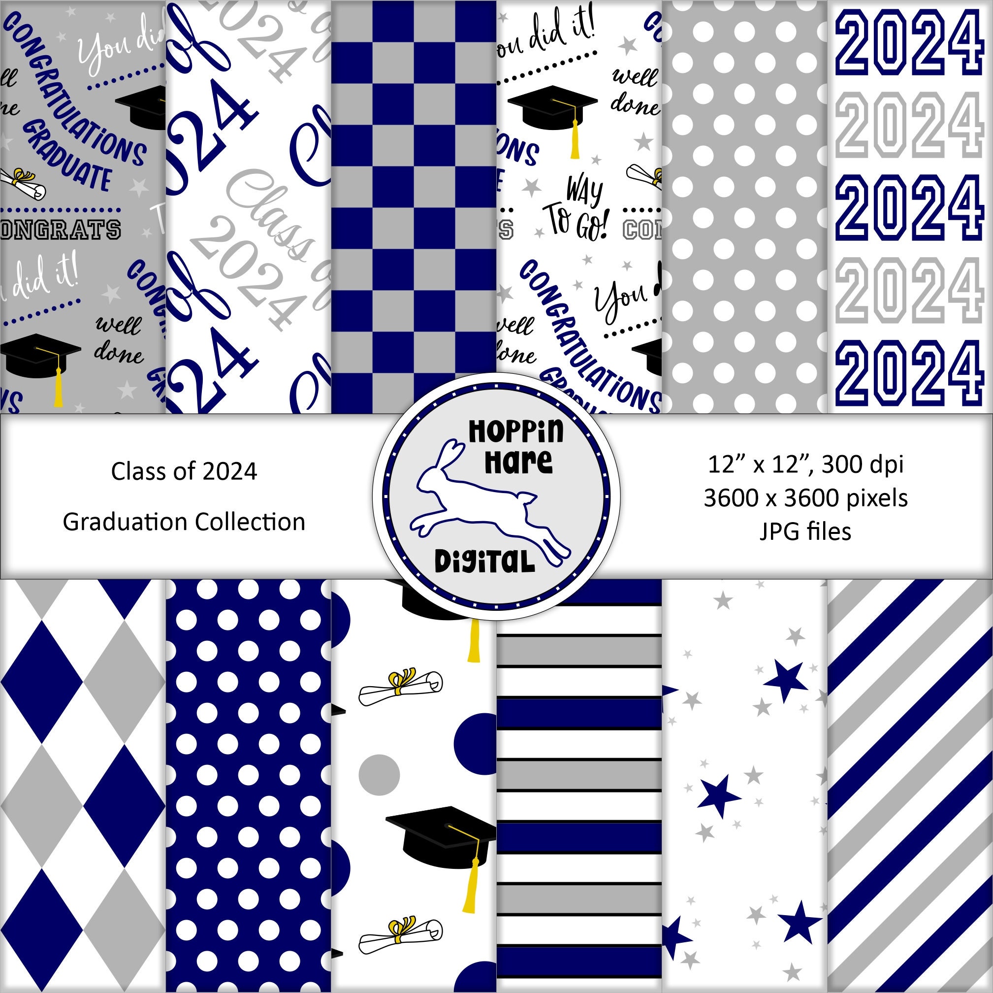 Graduation Digital Paper Pack Scrapbooking Papers Class of 2024 ...