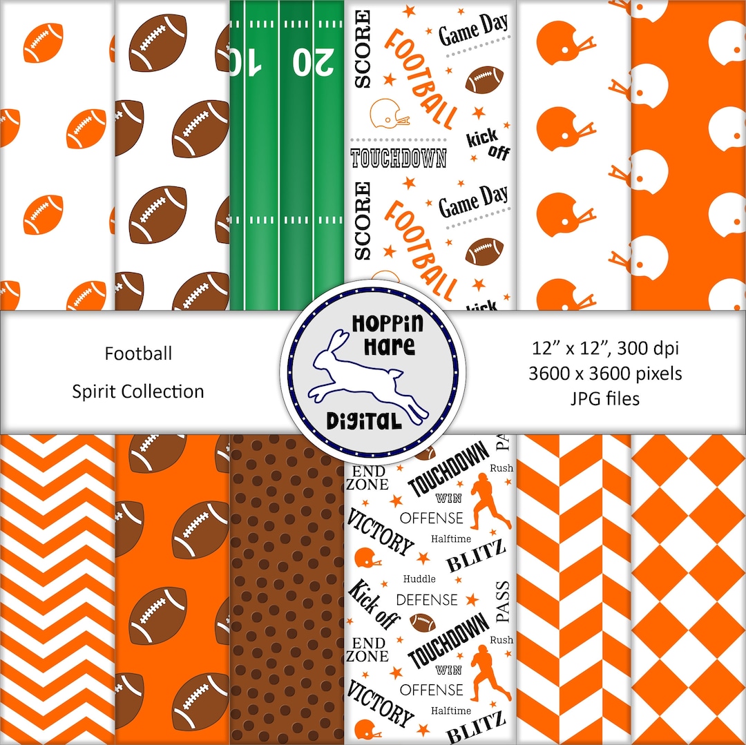 Football Digital Paper Pack - Scrapbooking Papers - Seamless Patterns ...