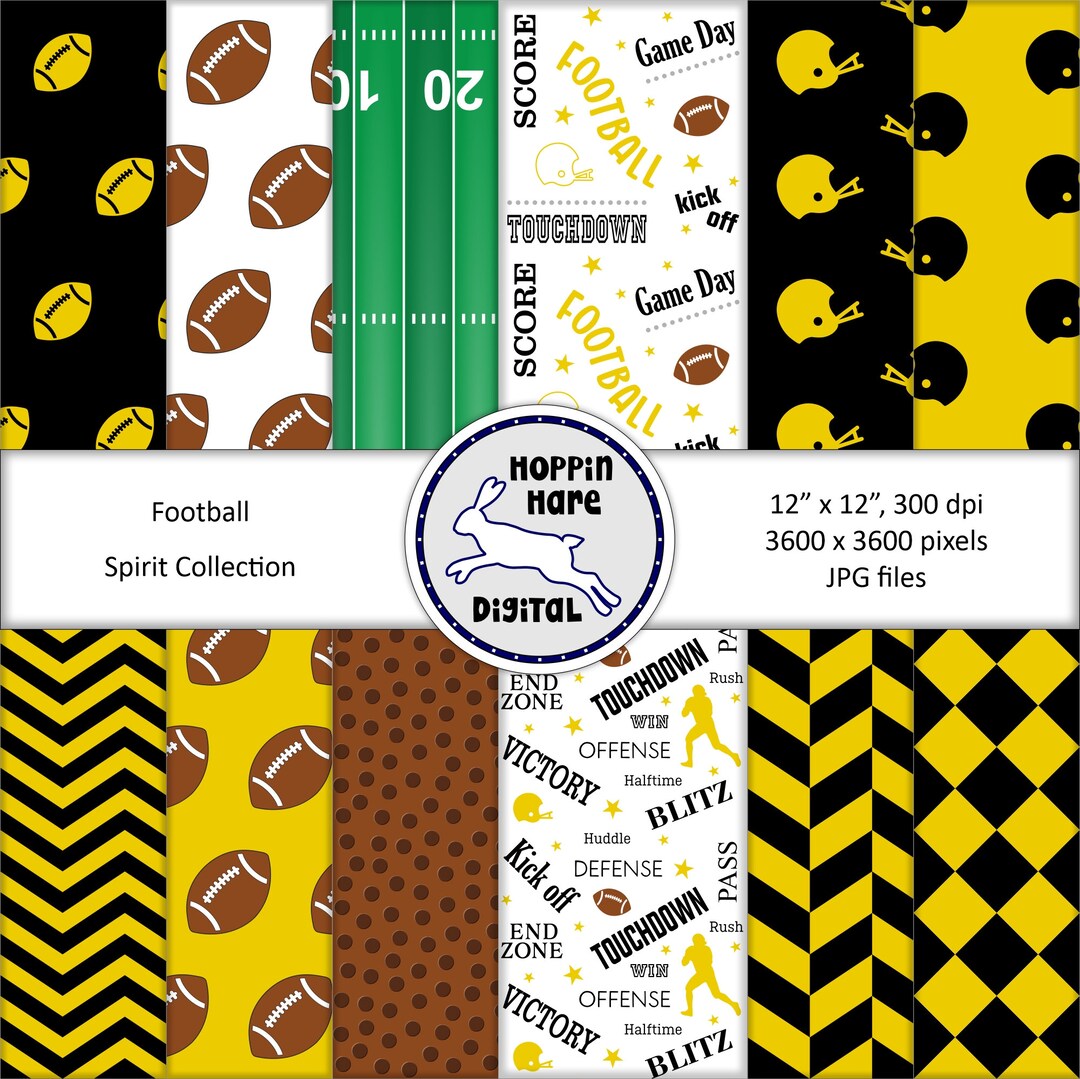 Football Digital Paper Pack - Scrapbooking Papers - Seamless Patterns ...