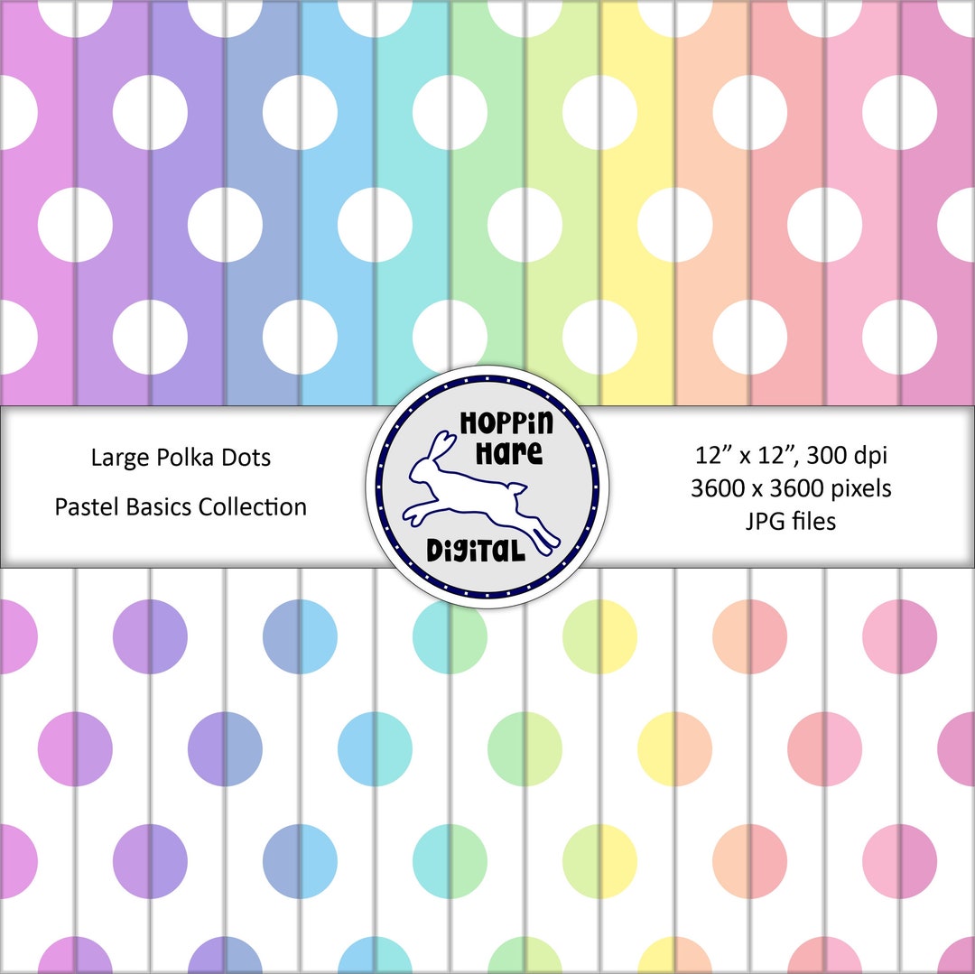 Digital Paper Pack - Large Polka Dots - Spots Circles - Seamless ...