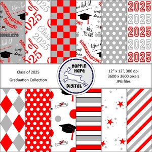 Graduation Digital Paper Pack - Scrapbooking Papers - Class of 2025 ...