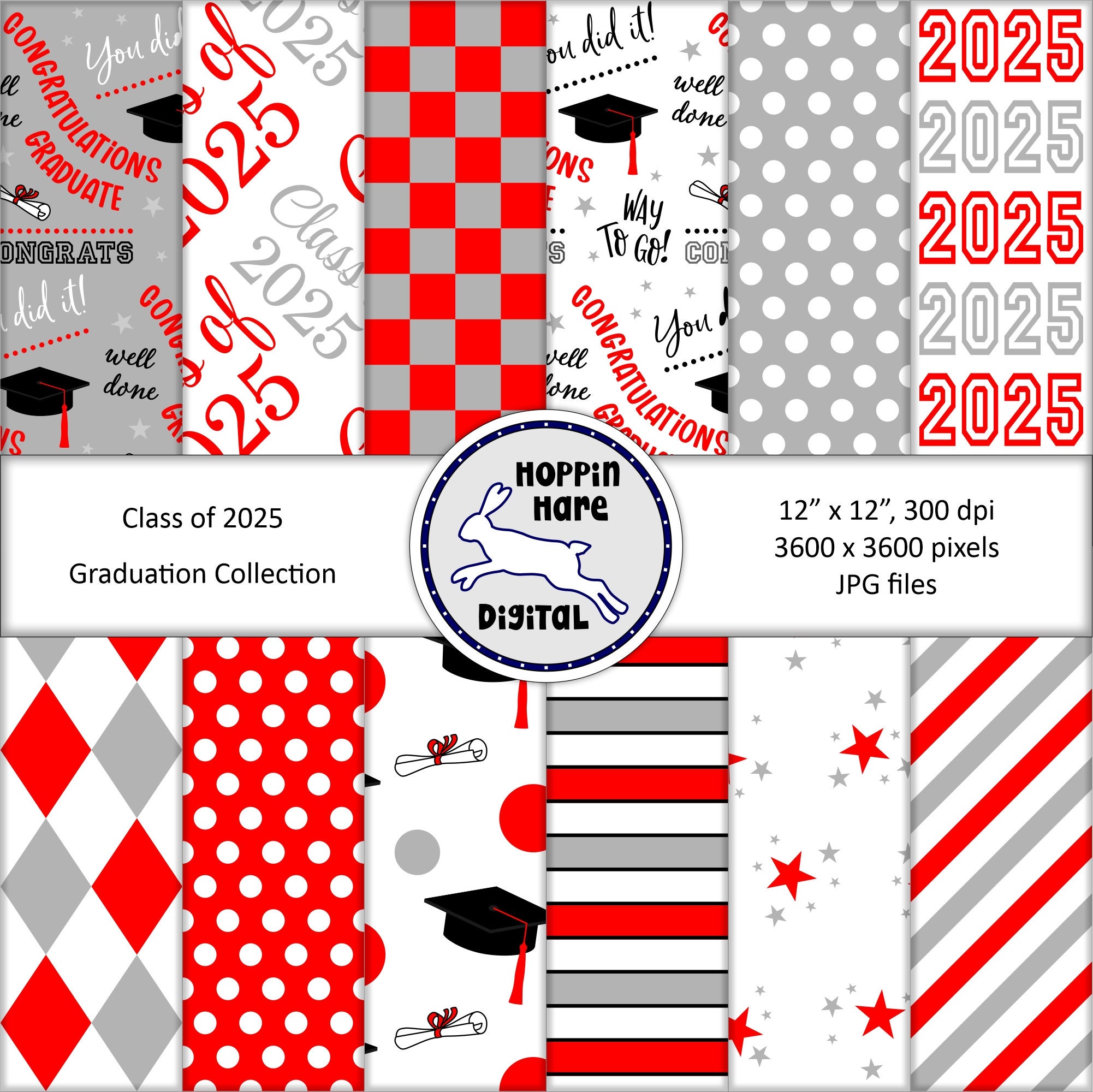 Graduation Digital Paper Pack - Scrapbooking Papers - Class of 2025 ...