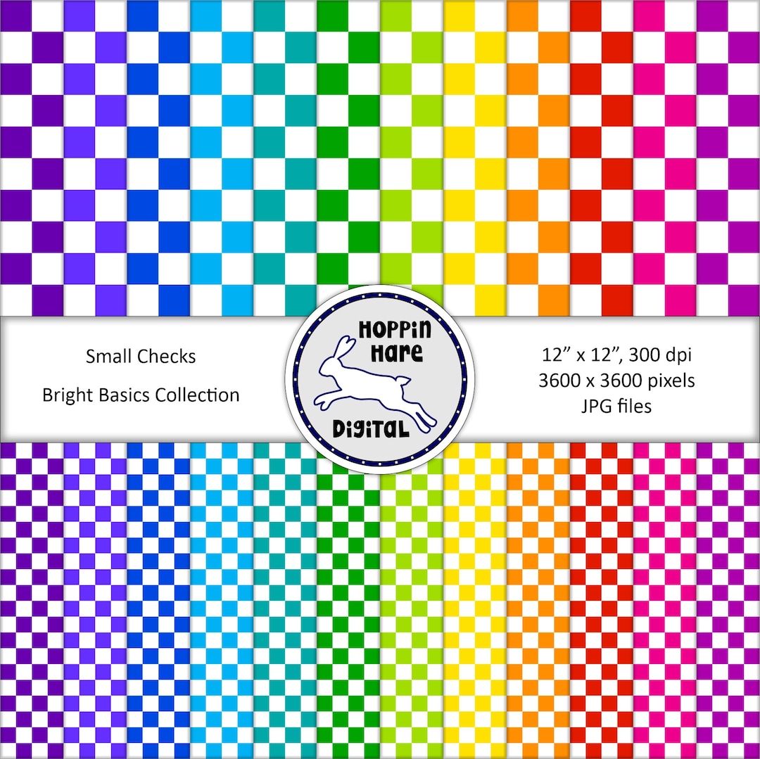 Digital Paper Pack - Small Checks - Checkers Squares Grid - Seamless ...