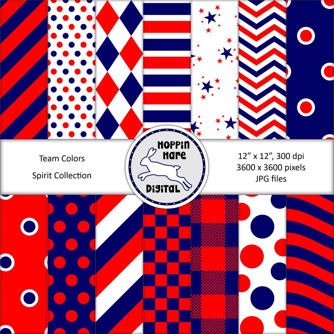 Team Spirit Digital Paper Pack - School Colors Scrapbooking Papers ...