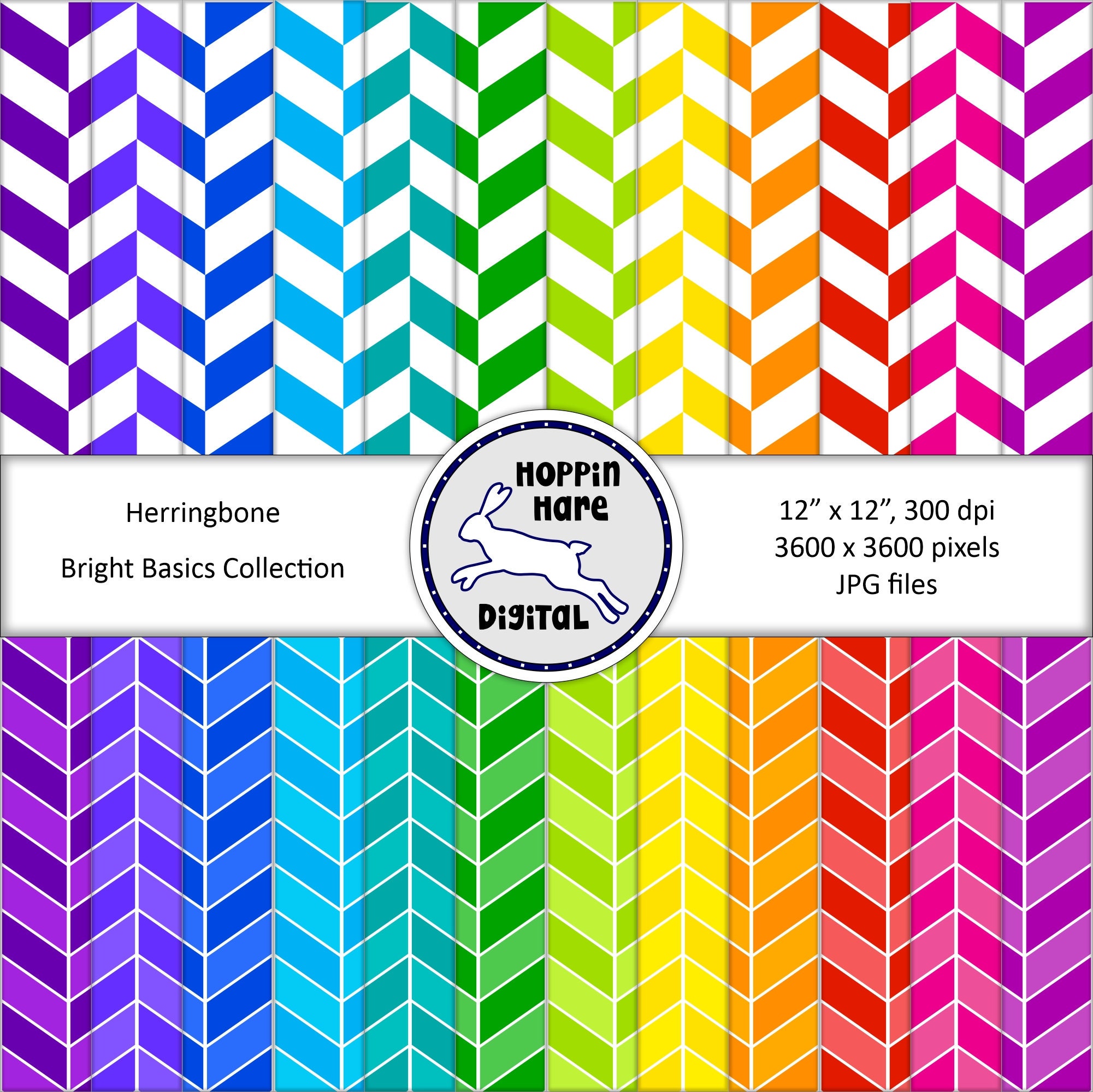 Herringbone Digital Paper Pack Seamless Pattern Papers Bright Colors - Etsy