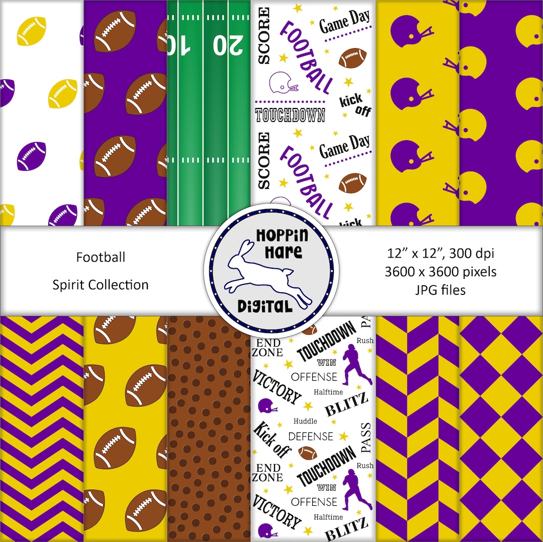 Football Digital Paper Pack - Scrapbooking Papers - Seamless Patterns ...